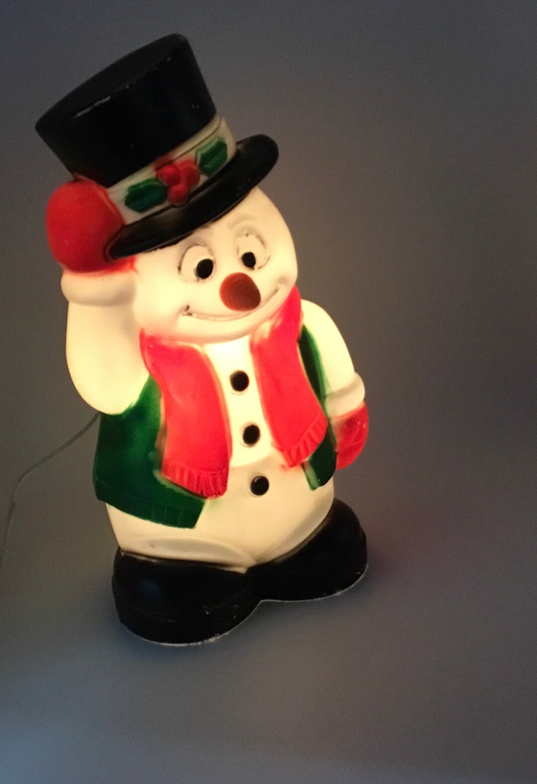 18” Vintage Christmas Snowman Lighted Molded Plastic Decoration - Etsy