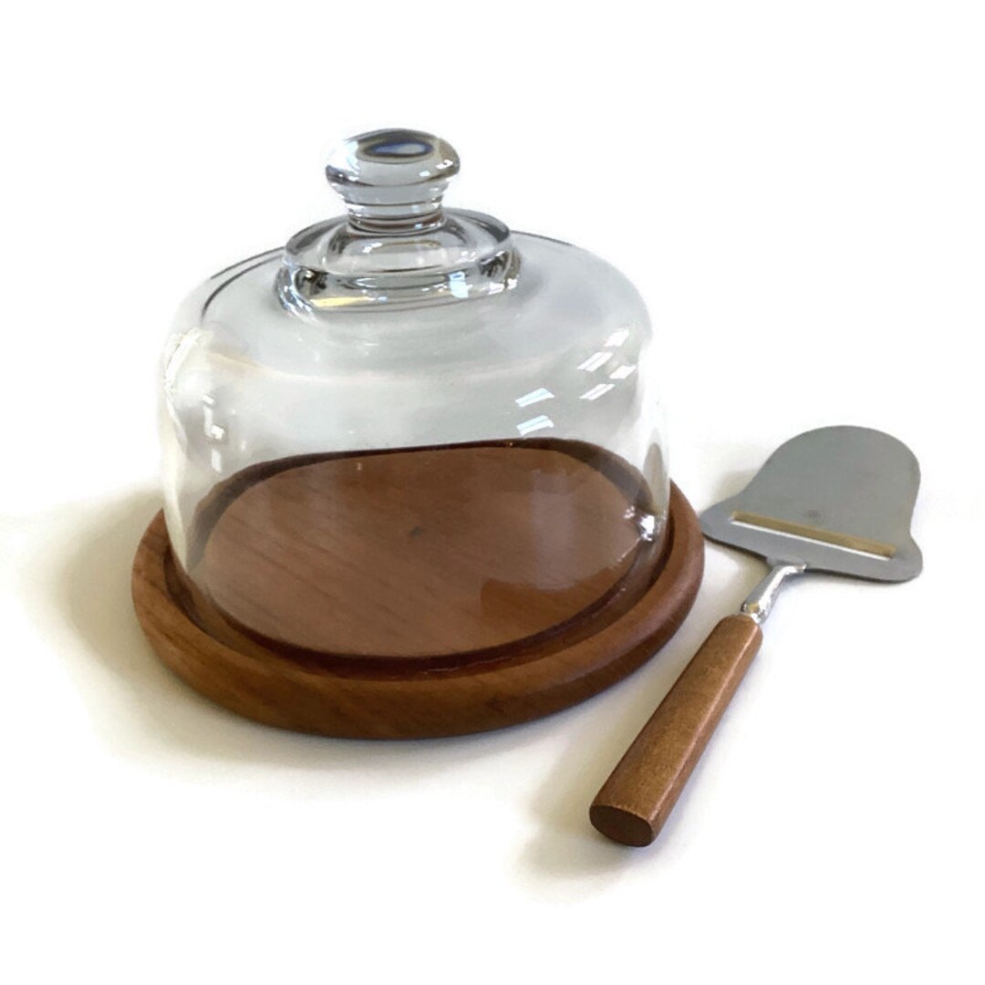 Vintage Mid Century Modern Teak Cheese Board With Dome and Slicer ...