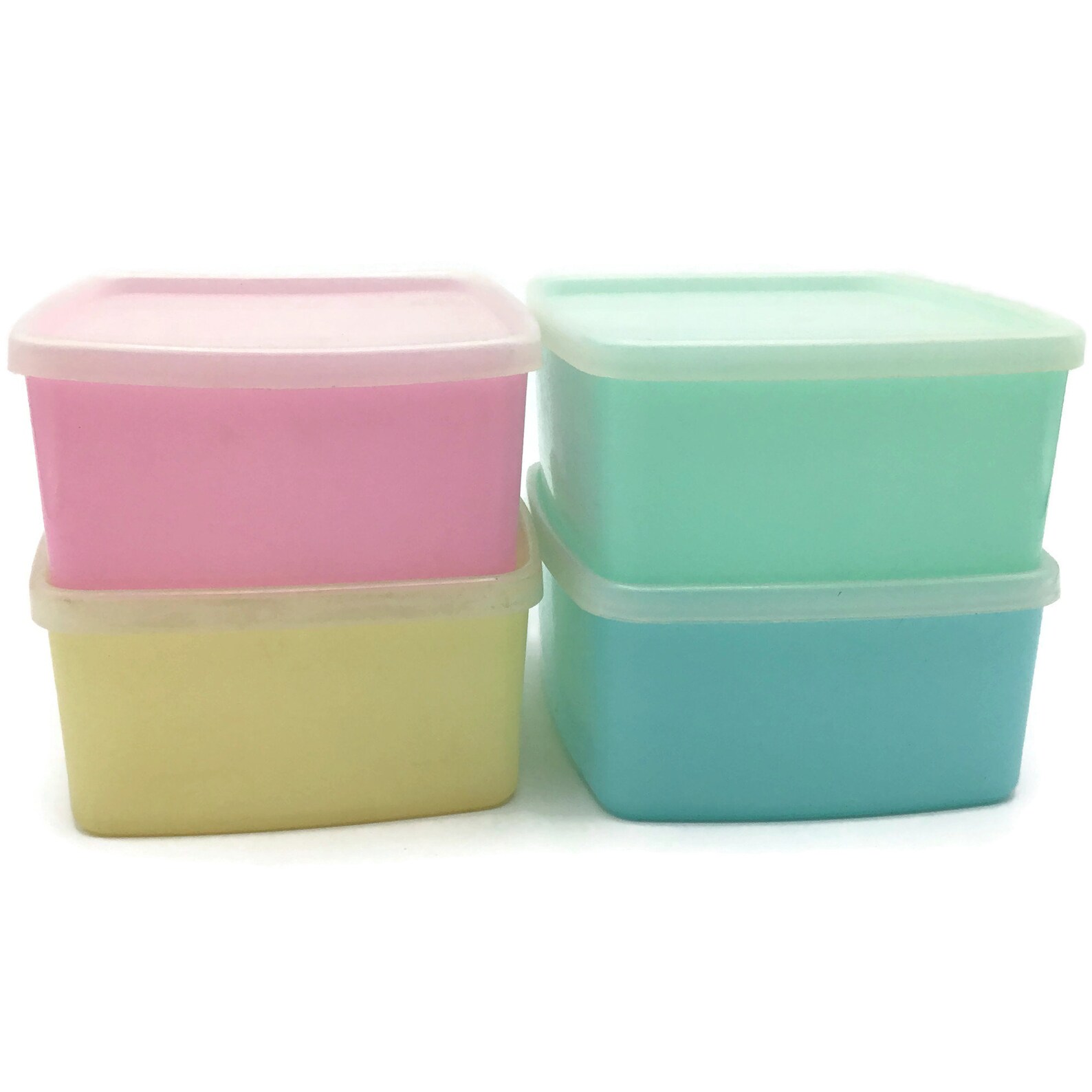 Vintage Tupperware Square Round Covered Containers Sheer - Etsy
