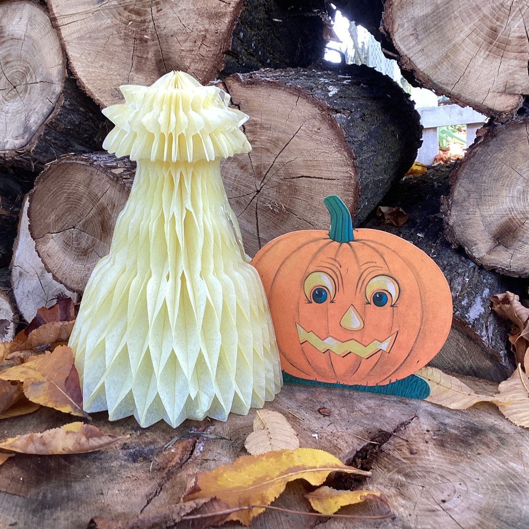 Vintage Beistle 3-D Honeycomb Halloween Decoration * Pumpkin With ...