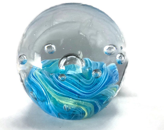 Paperweight * Controlled Bubble * Blue Art Glass Orb - Etsy