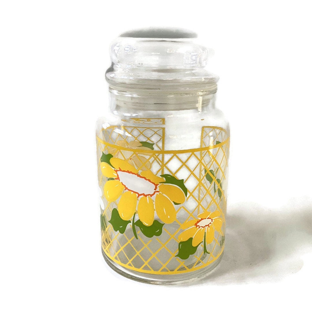Vintage Glass Storage Canister * Hildi Design * Mod Flower Power - Etsy