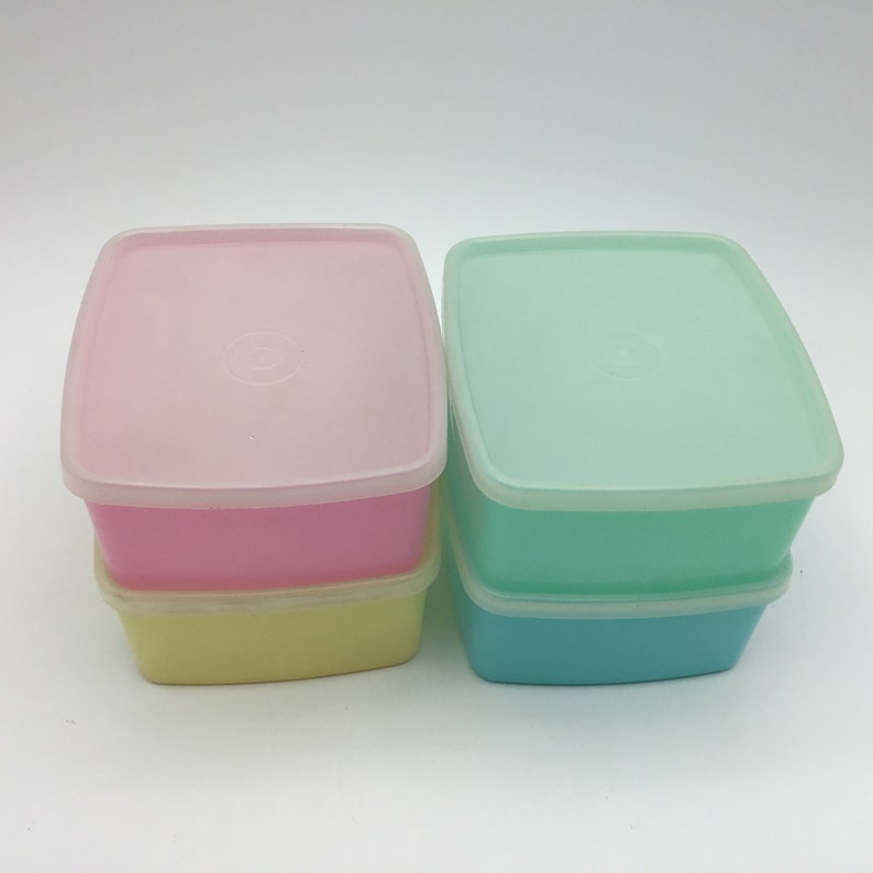 Vintage Tupperware Square Round Covered Containers Sheer | Etsy