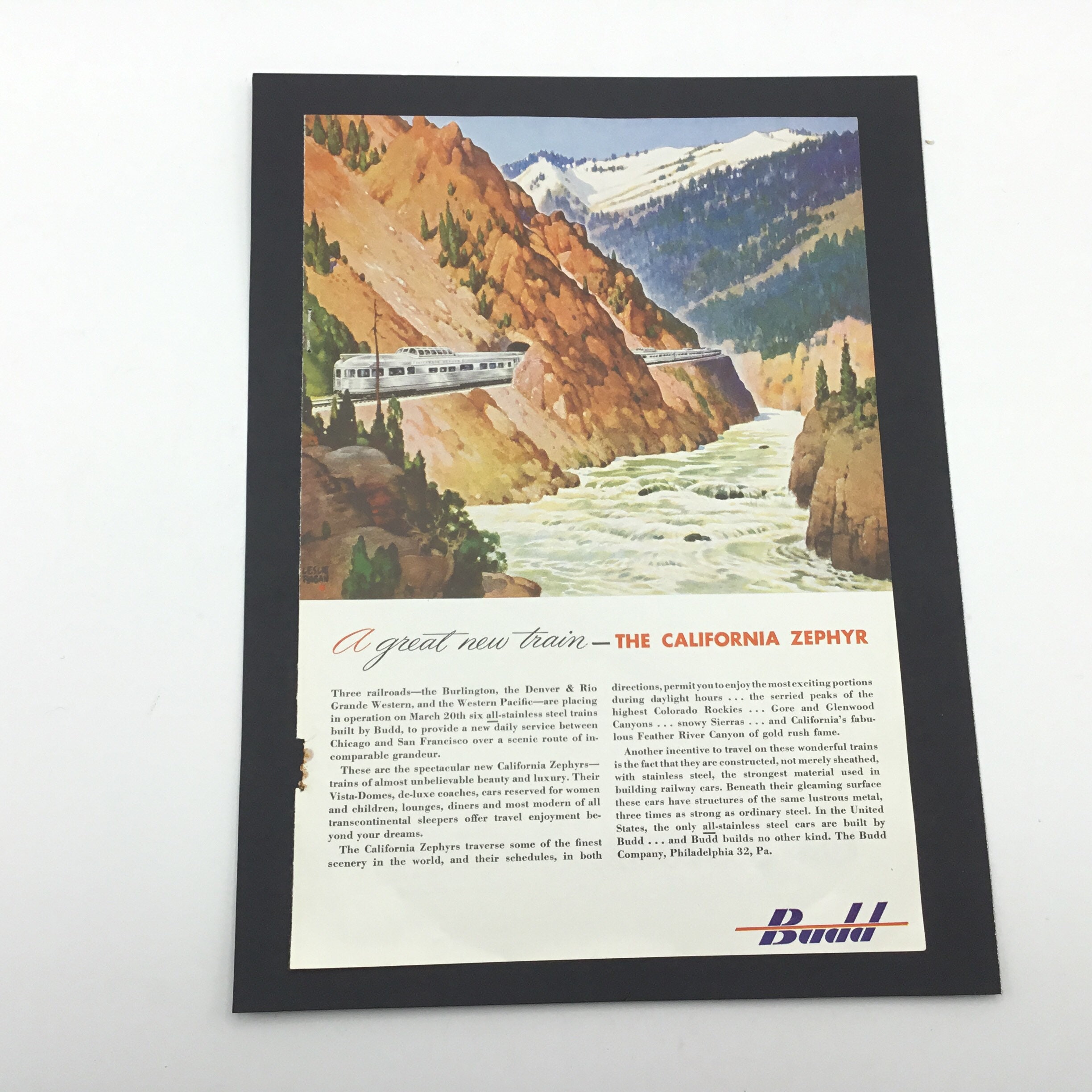 Collectibles Budd Train Coach Company Vintage California Zephyr ...