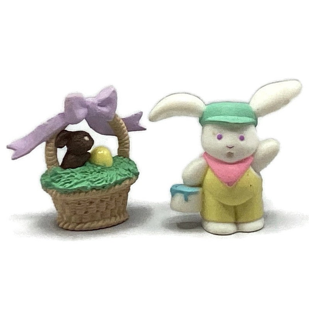 1992 Vintage Hallmark Miniature Figurine Set of 2 * Easter Bunny and ...