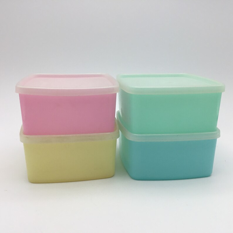 Vintage Tupperware Square Round Covered Containers Sheer | Etsy