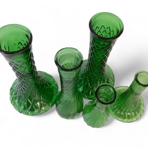 Vintage Emerald Green Glass Floral Bud Vase Collection * Set of 5 - Etsy