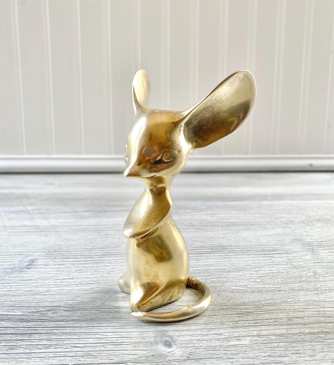 Vintage Brass Mouse Figurine Small Gold Paper Weight Woodland Decor 5 ...