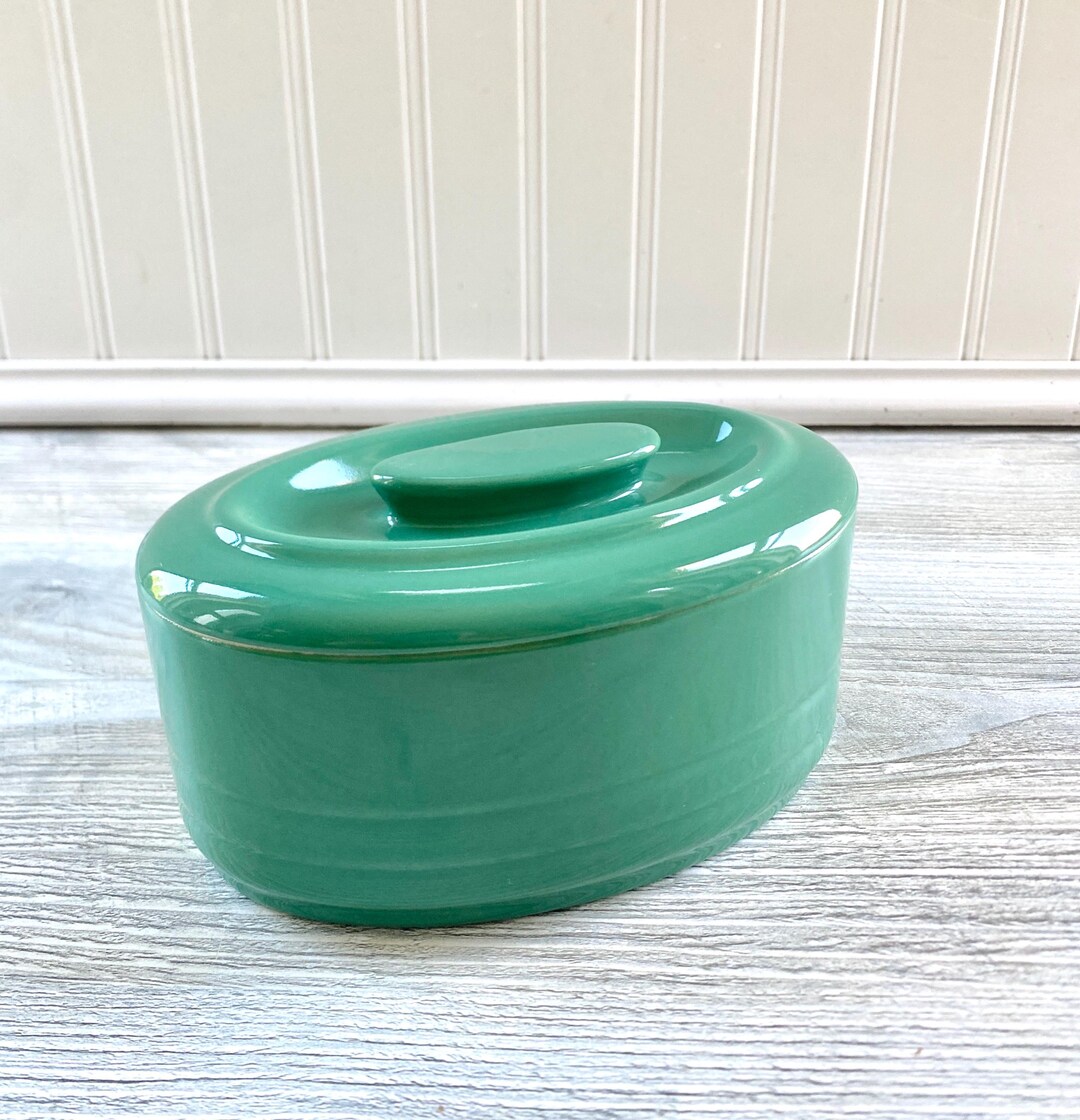 Vintage Hall China Green Oval Refrigerator Dish With Lid Westinghouse ...