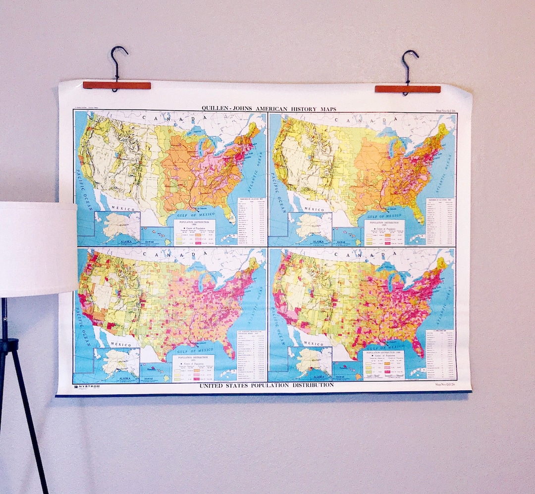 Vintage Large School Map - United States Nystrom History Poster ...