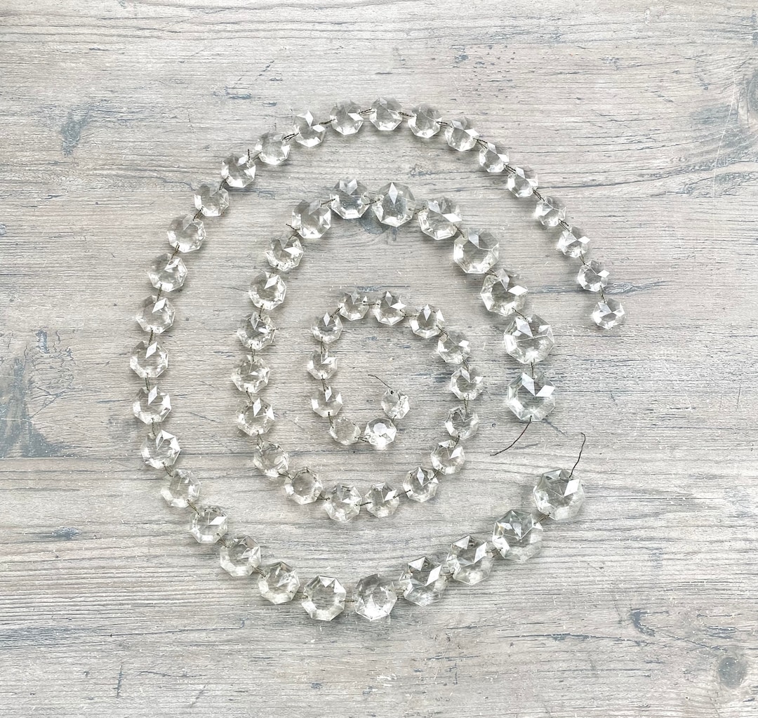 Vintage Glass Prisms - 2 Strands Lamp Parts Art Deco Lighting Octagon ...