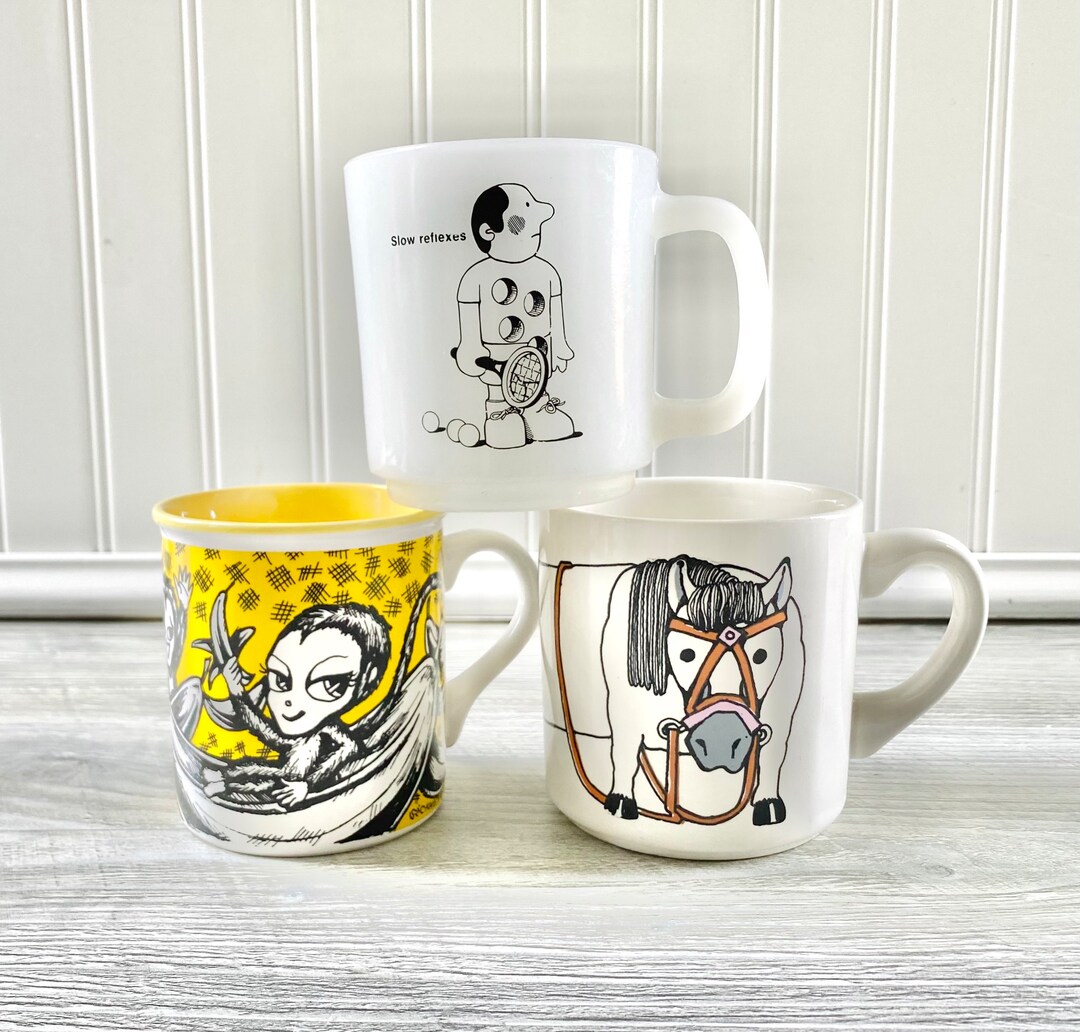 Set of 3 Vintage Coffee Mugs Grant Howard Horse, Monkey With Banana and ...