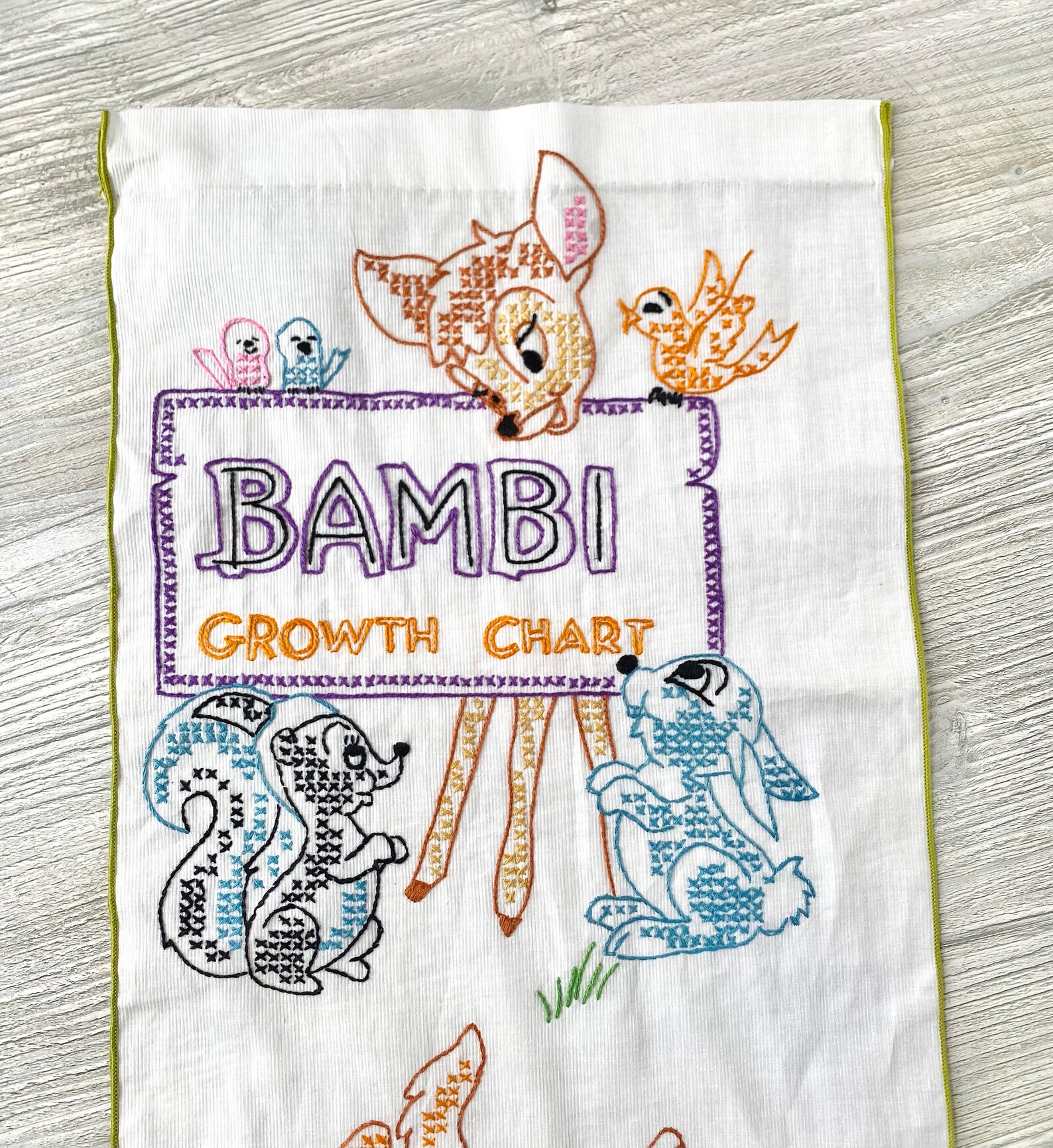 Vintage Disney Bambi Growth Chart Embroidered Wall Hanging - Etsy