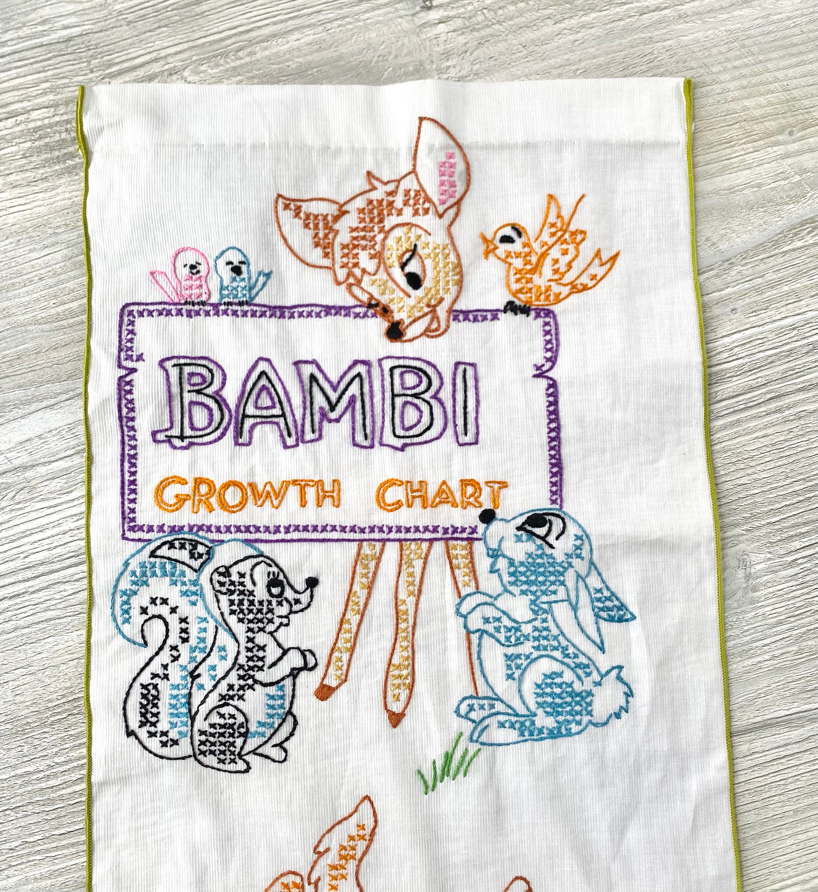 Vintage Disney Bambi Growth Chart Embroidered Wall Hanging - Etsy