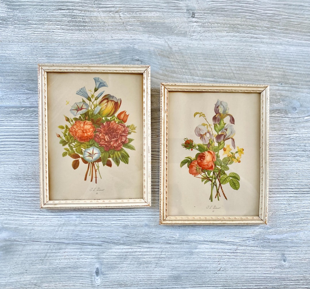 Vintage Flower Bouquet Art Set - Sidney Z. Lucas Print Prevost Floral ...