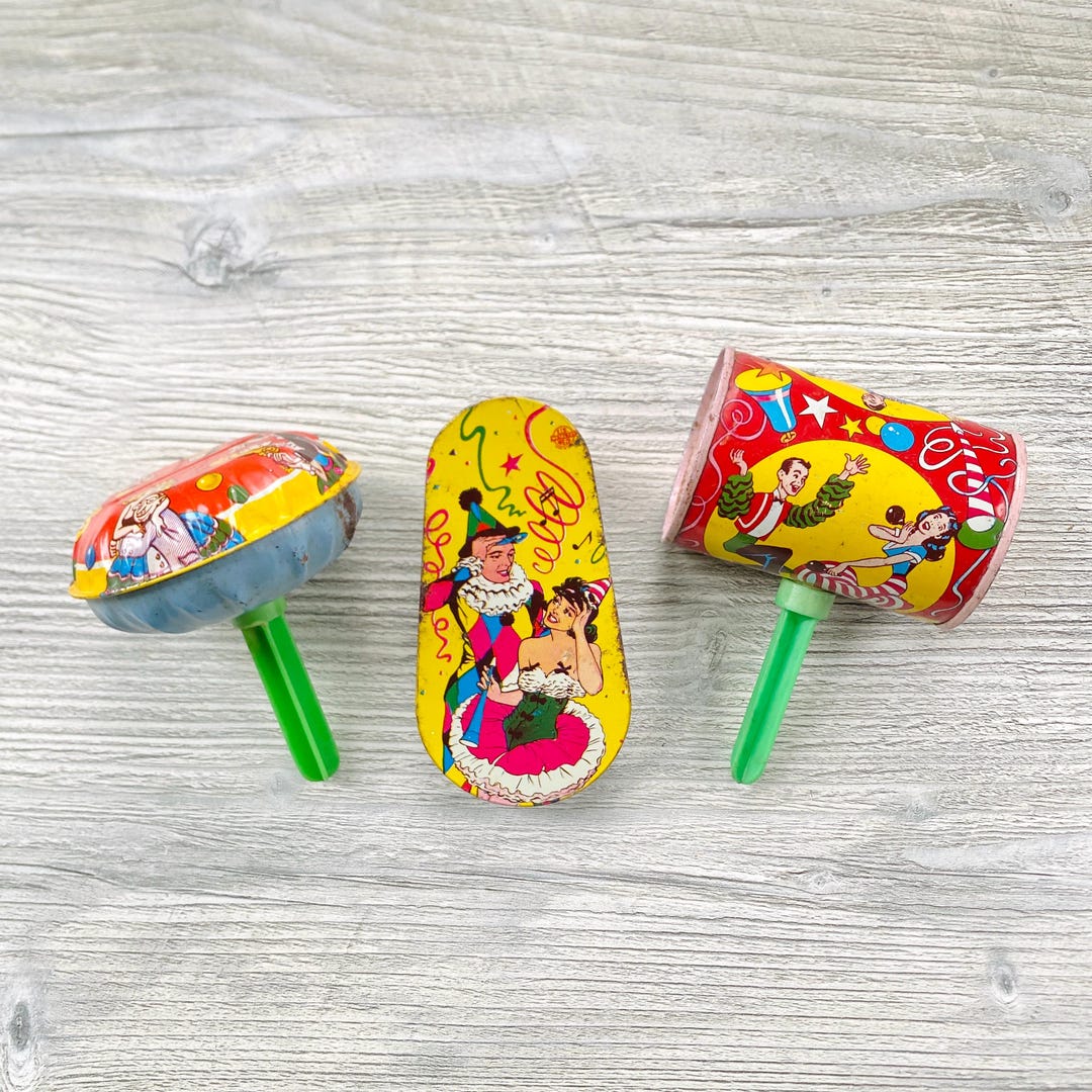 Vintage Collection of 3 Tin Litho Noisemakers US Metal Toy Mfg Co ...