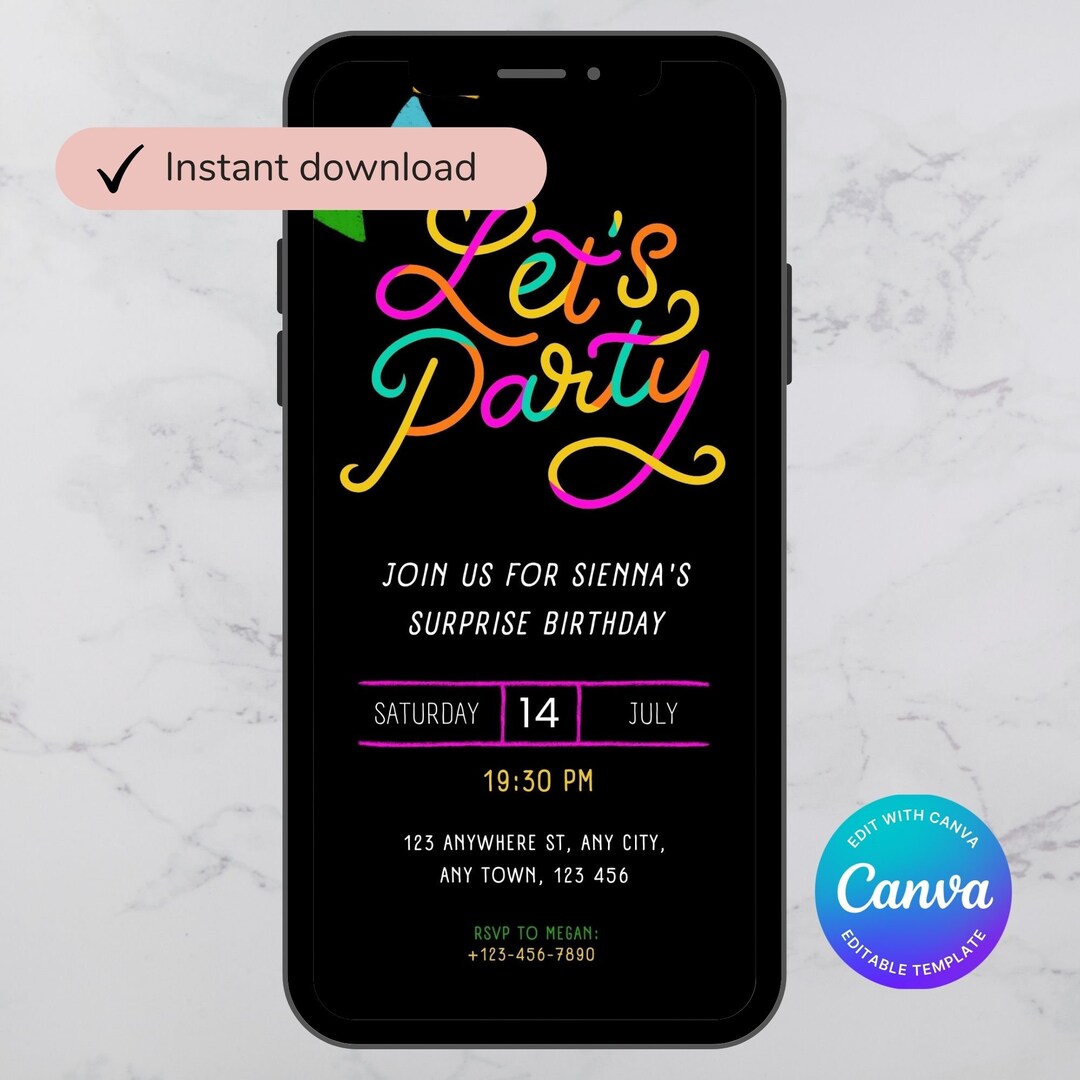 Digital Surprise Birthday Invitation, Surprise Birthday Invite , Surprise Birthday Party Invite ...