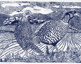 Pheasant Lino Print - Etsy UK