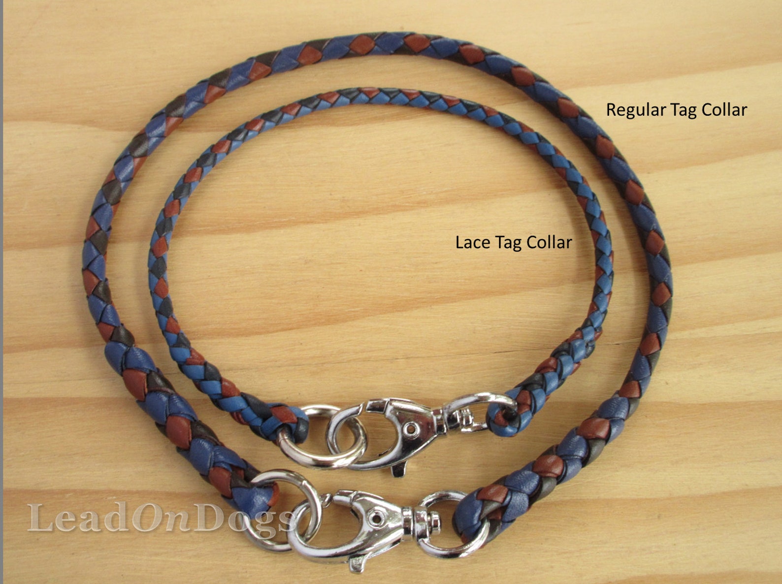 Tiny Dog Tag Collar - Design Your Own Braided Kangaroo Leather Lace Dog ...