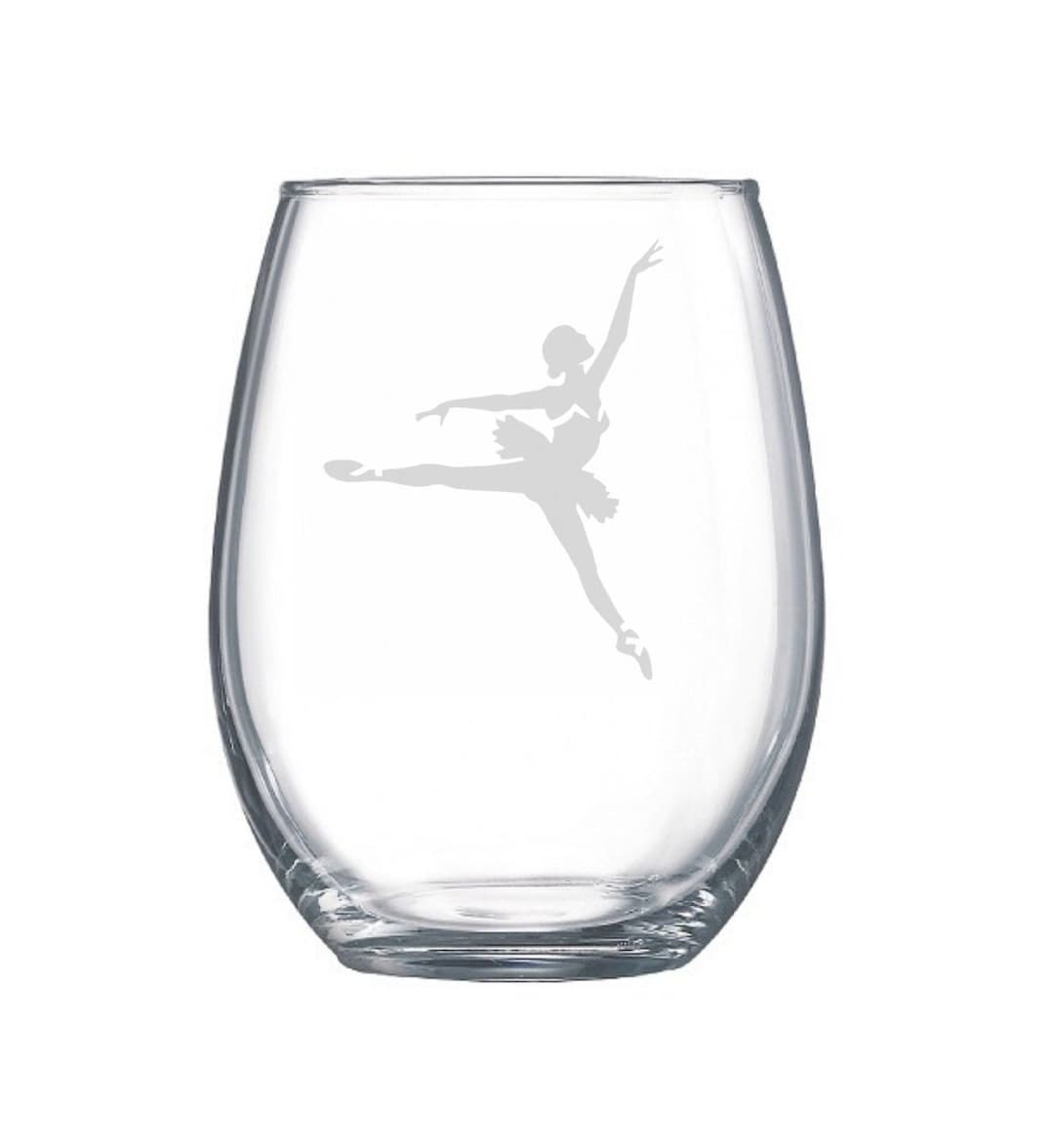 Etched Ballet Dancer Wine Glass: Personalized Stemless Glass - Etsy UK