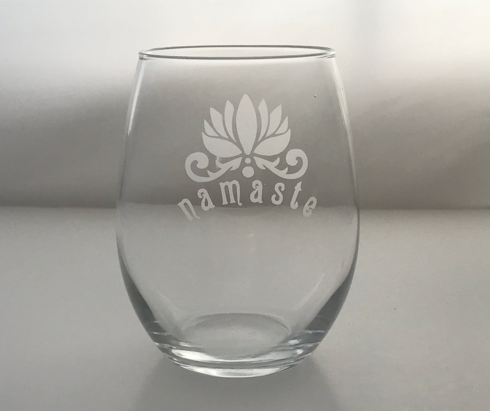 Namaste and Lotus Wine Glass, Yoga Glassware, Yoga Gifts - Etsy