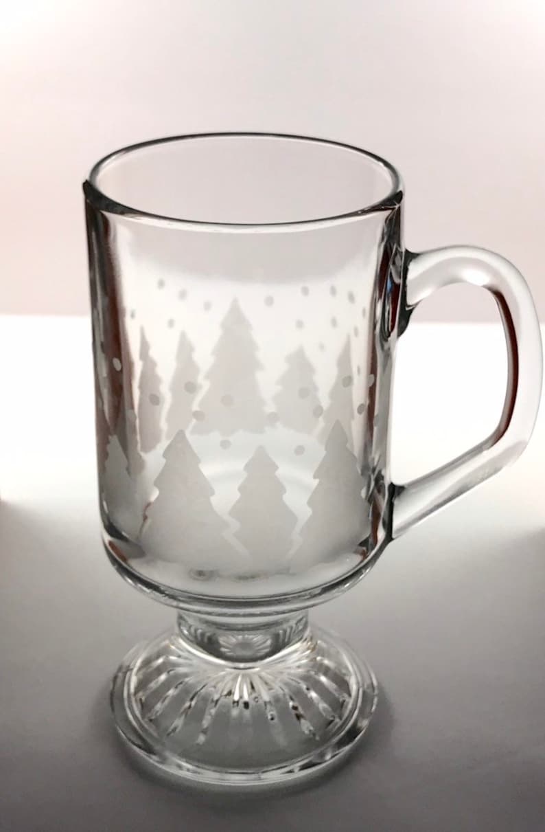 Snowflake Glass Mugs Christmas Glassware Holiday Coffee Mugs | Etsy