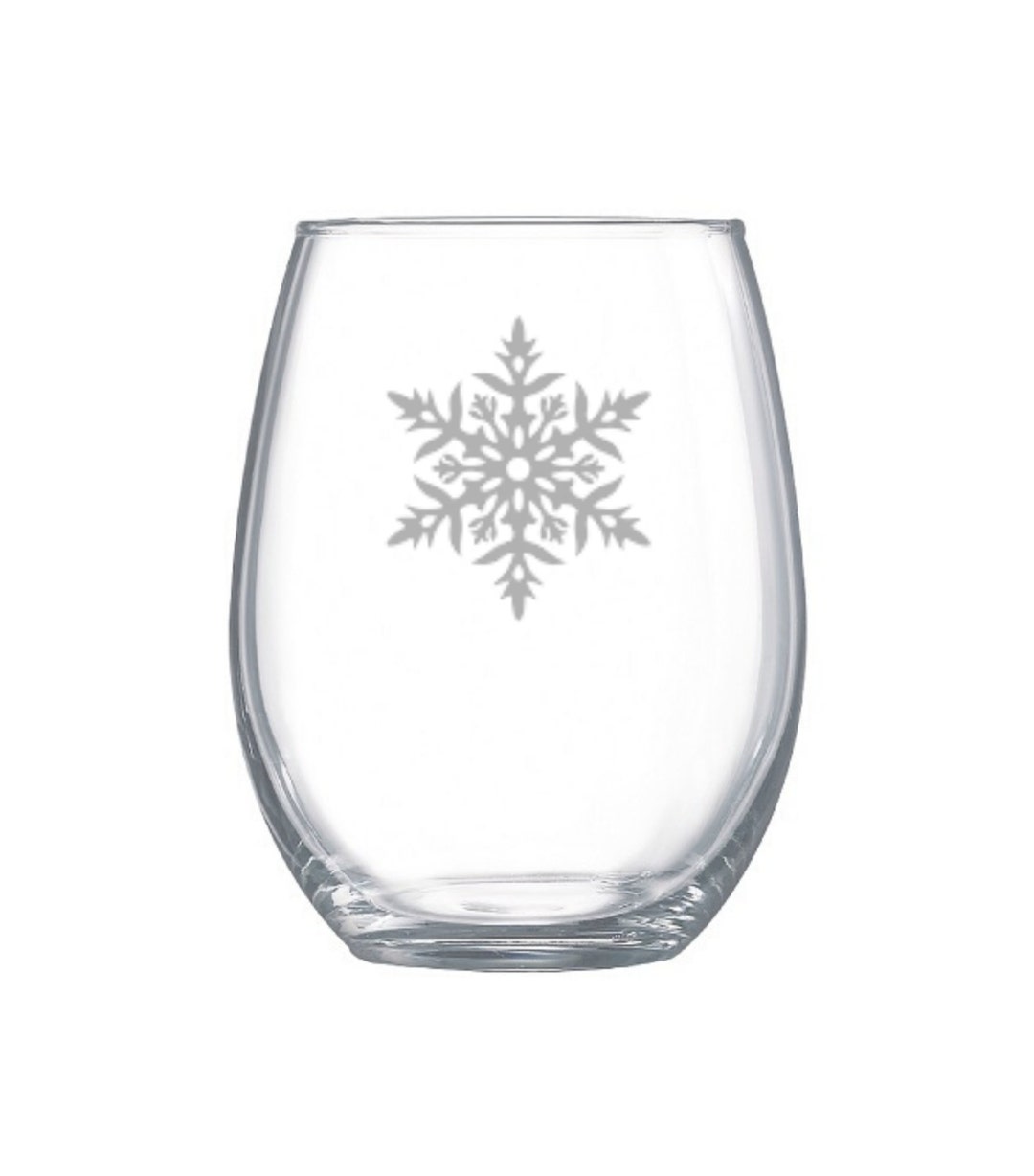 Snowflake Etched Glass, Christmas Glassware, Holiday Wine Glasses ...