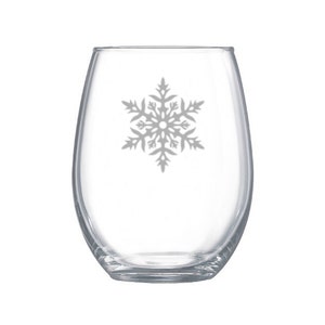 Snowflake Etched Glass, Christmas Glassware, Holiday Wine Glasses ...