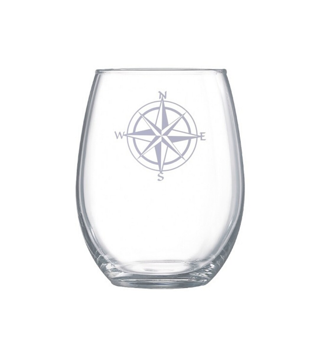Hand-etched Compass Rose Stemless Wine Glass: Nautical Gift - Etsy