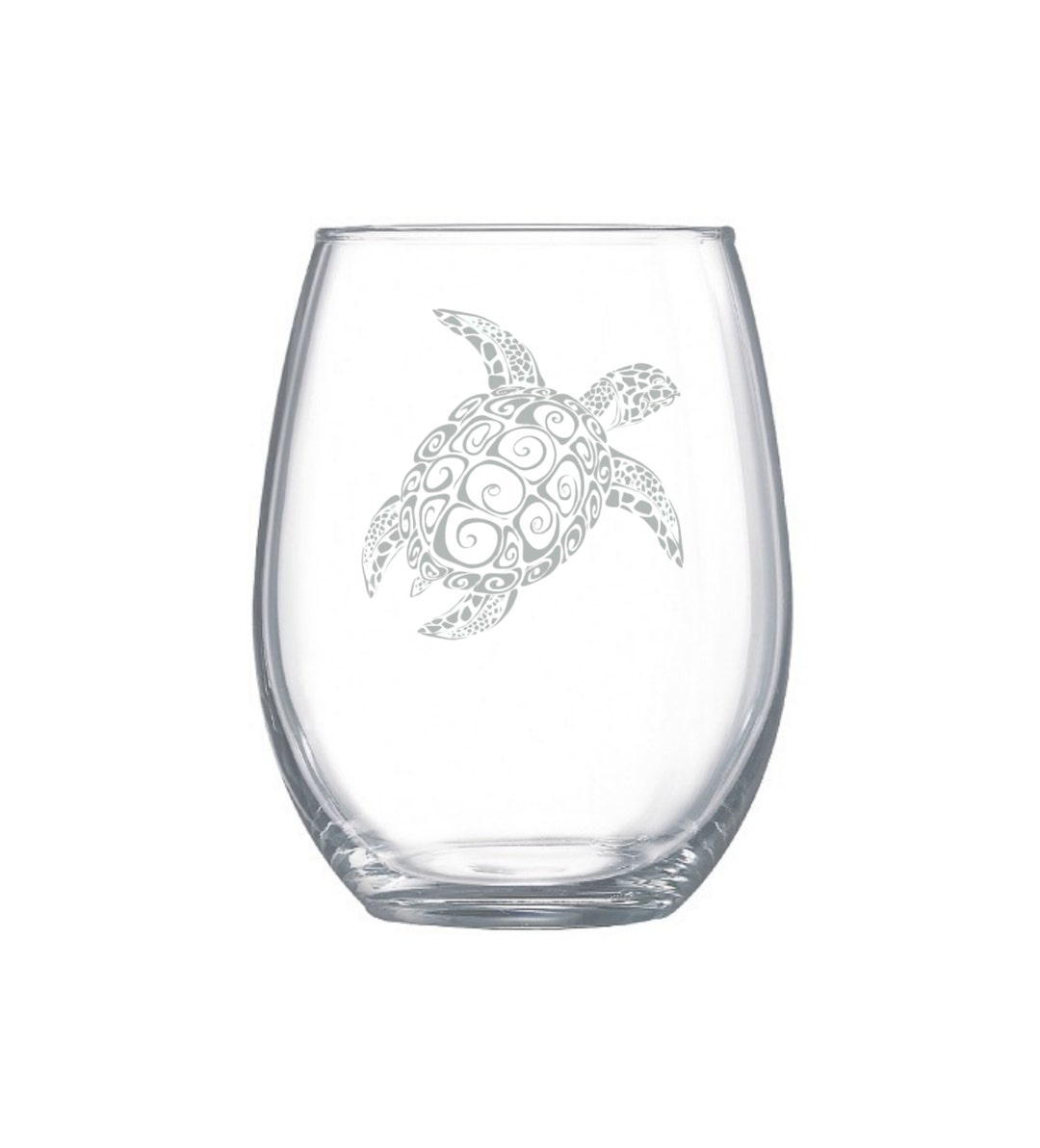 Etched Sea Turtle Stemless Wine Glass: Personalized Nautical Gift - Etsy