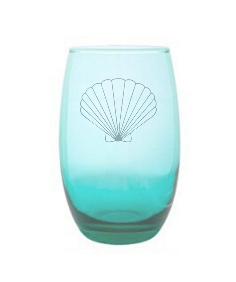 Seashell etched glass seashell glass nautical etched glass | Etsy