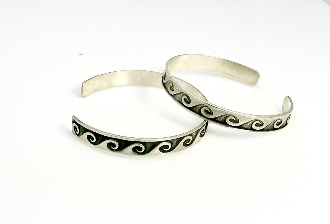 Wave Cuff Bracelet Wave Jewelry Nautical Bangle Block - Etsy
