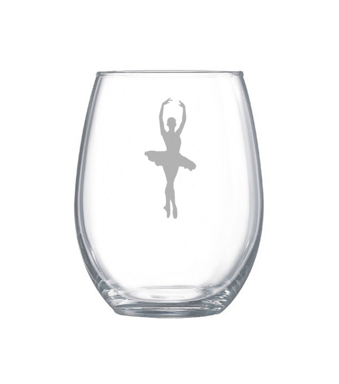 Ballet Dancer Etched Wine Glass, Customizable Stemless Glassware, En ...