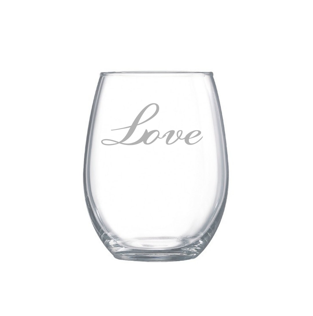 Love Stemless Wine Glasses - Peace, Love, Hope, Joy Glassware Set for ...