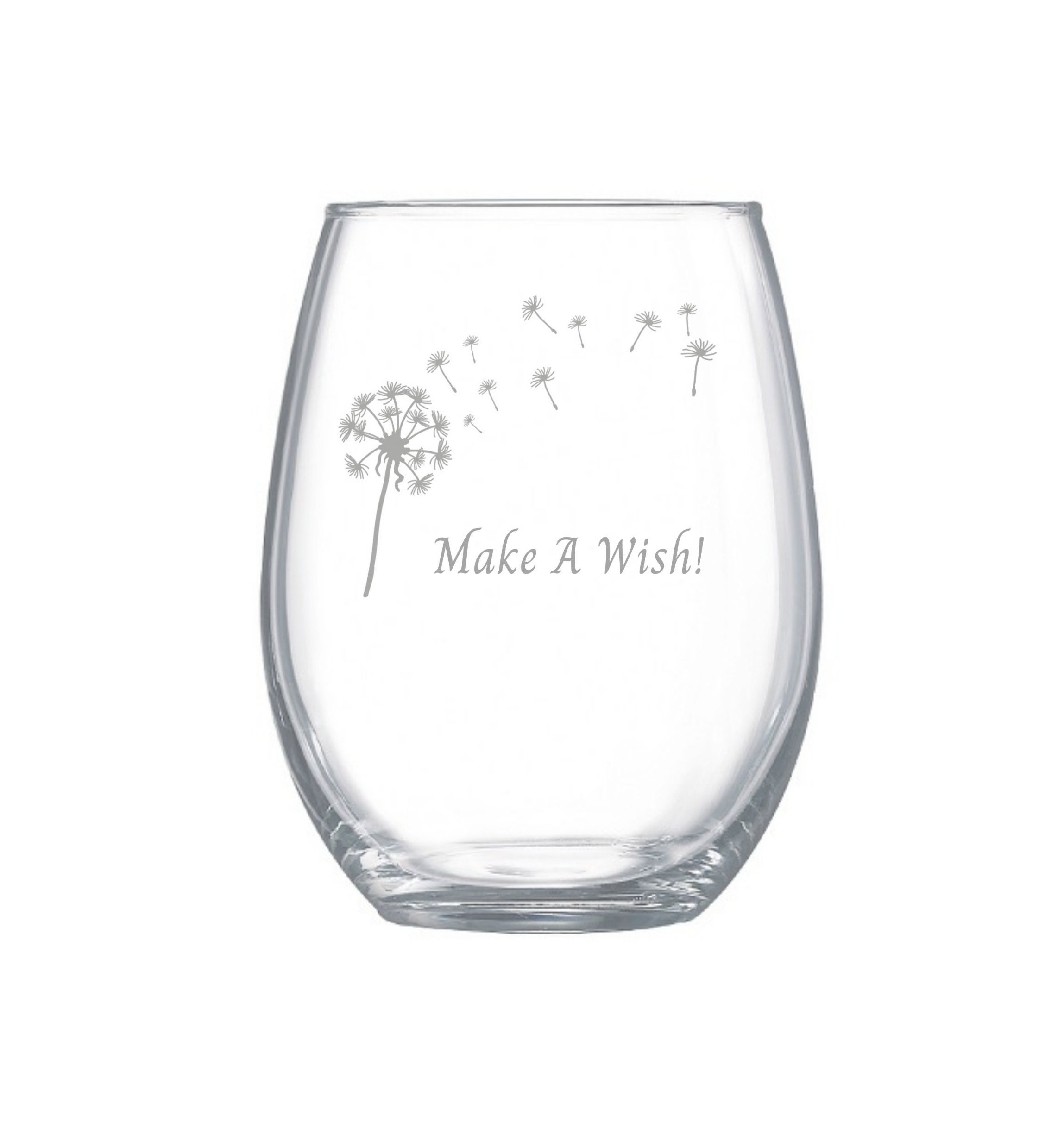 Dandelion Etched Glasses Make A Wish Personalized Etched Etsy