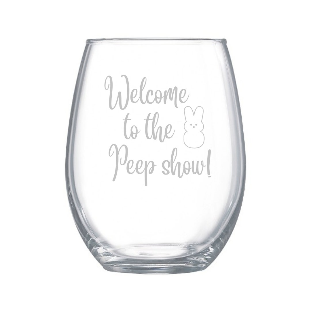 Etched Easter Peep Stemless Wine Glass: Personalized Easter Decor - Etsy