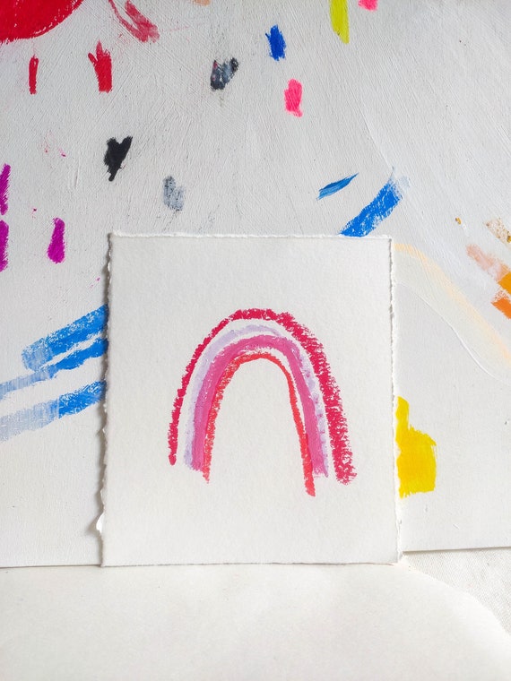 Original Oil Pastel Rainbow Art | Etsy