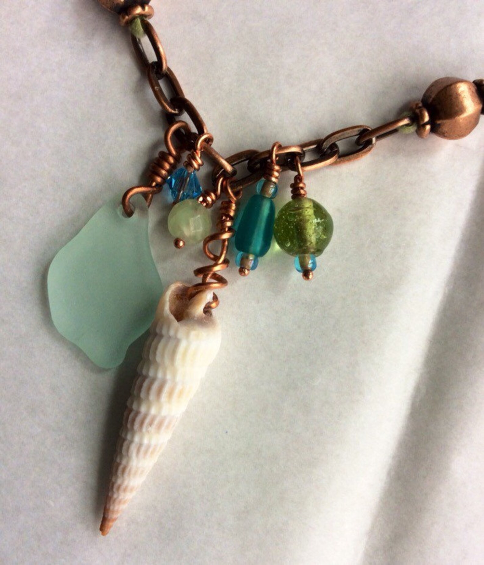 Sea Glass N Shell Necklace - Etsy