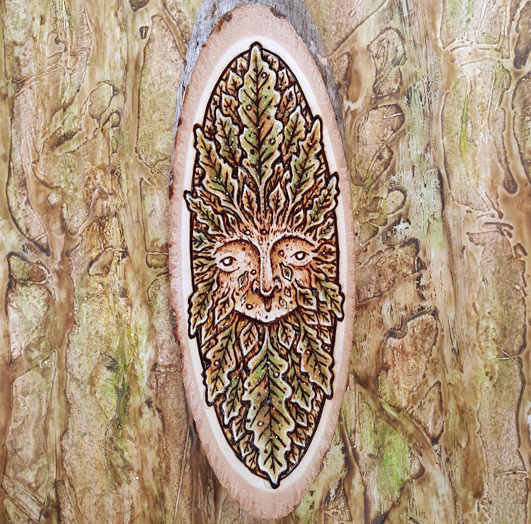 Autumn Oak Tree Spirit ~ Wood Burnt Art, Original Pyrography Decorated ...