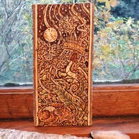 Floral Skull Woodburning | Handmade Pyrography Art on Natural Wood ...