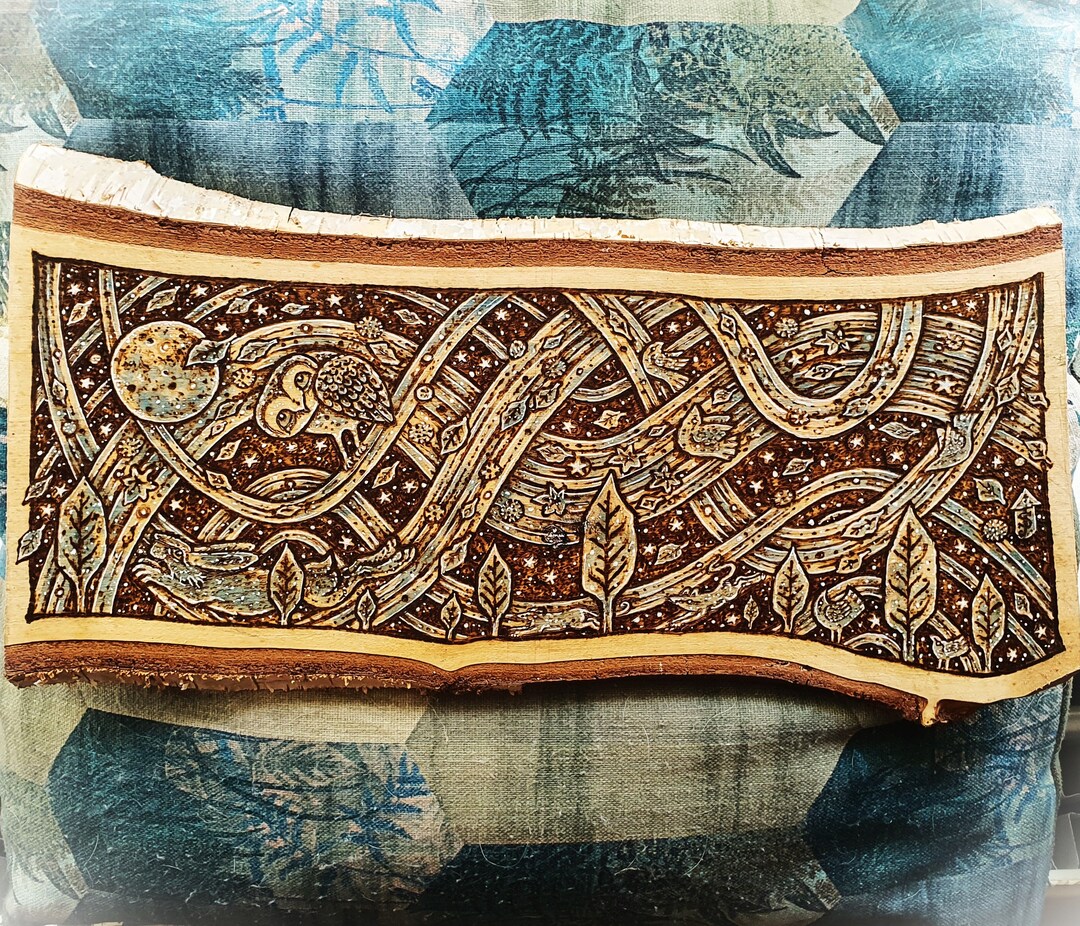 Full Moon Procession~ Wood Burnt Art, Original Pyrography Decorated ...