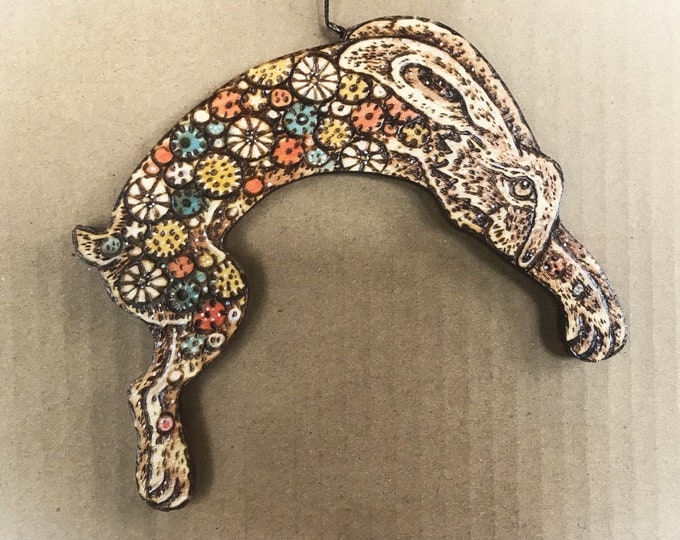 Hare Pyrography Art. the Painting is Burned on Wood. Pyrographic Art ...