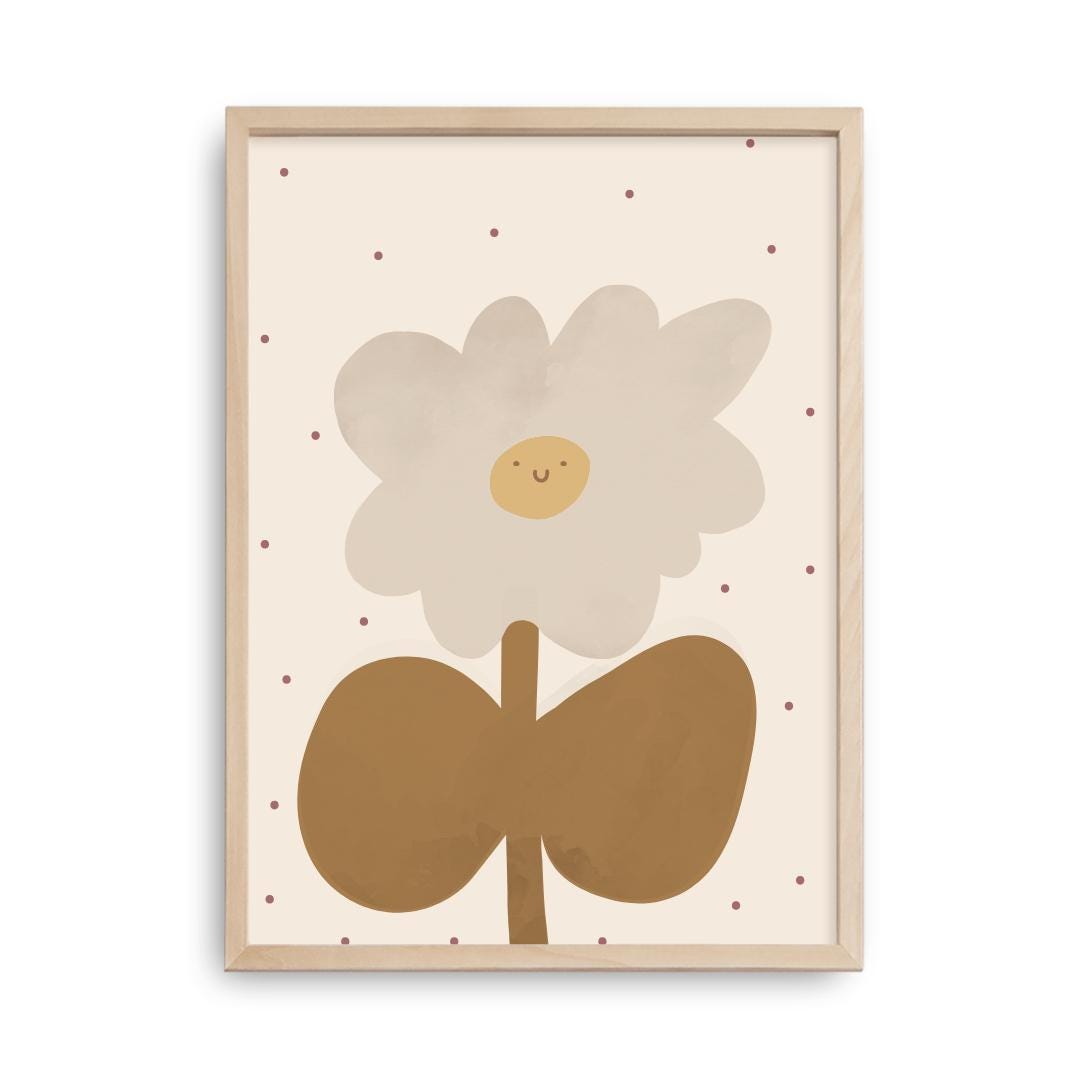 Daisy Poster, Beige | Nursery Wall Art Print, Personalized Name, Baby ...