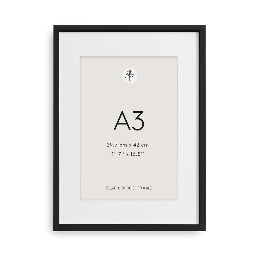 Cadre photo A3 en bois noir : cadre photo d'art mural minimaliste ...