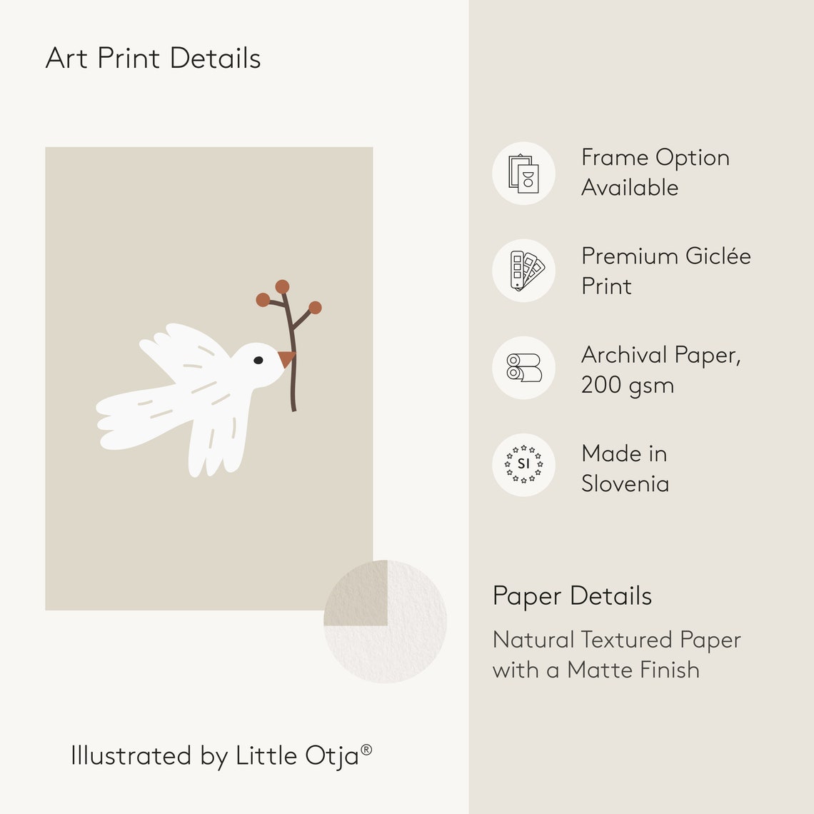 Daisy Poster, Beige | Nursery Wall Art Print, Personalized Name, Baby ...