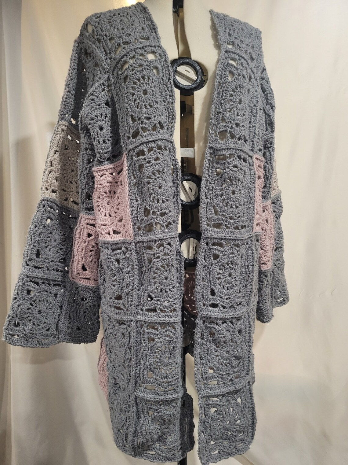 Grey Crochet Patchwork Jacket - Etsy
