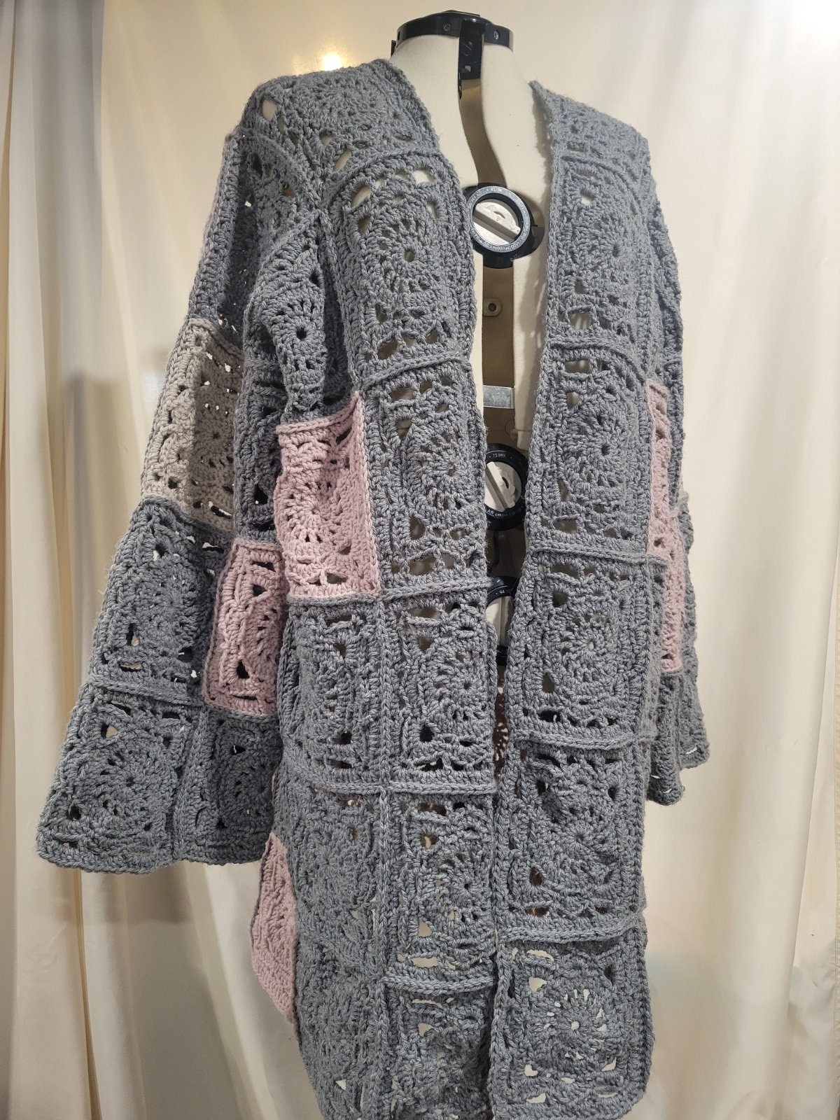 Grey Crochet Patchwork Jacket - Etsy