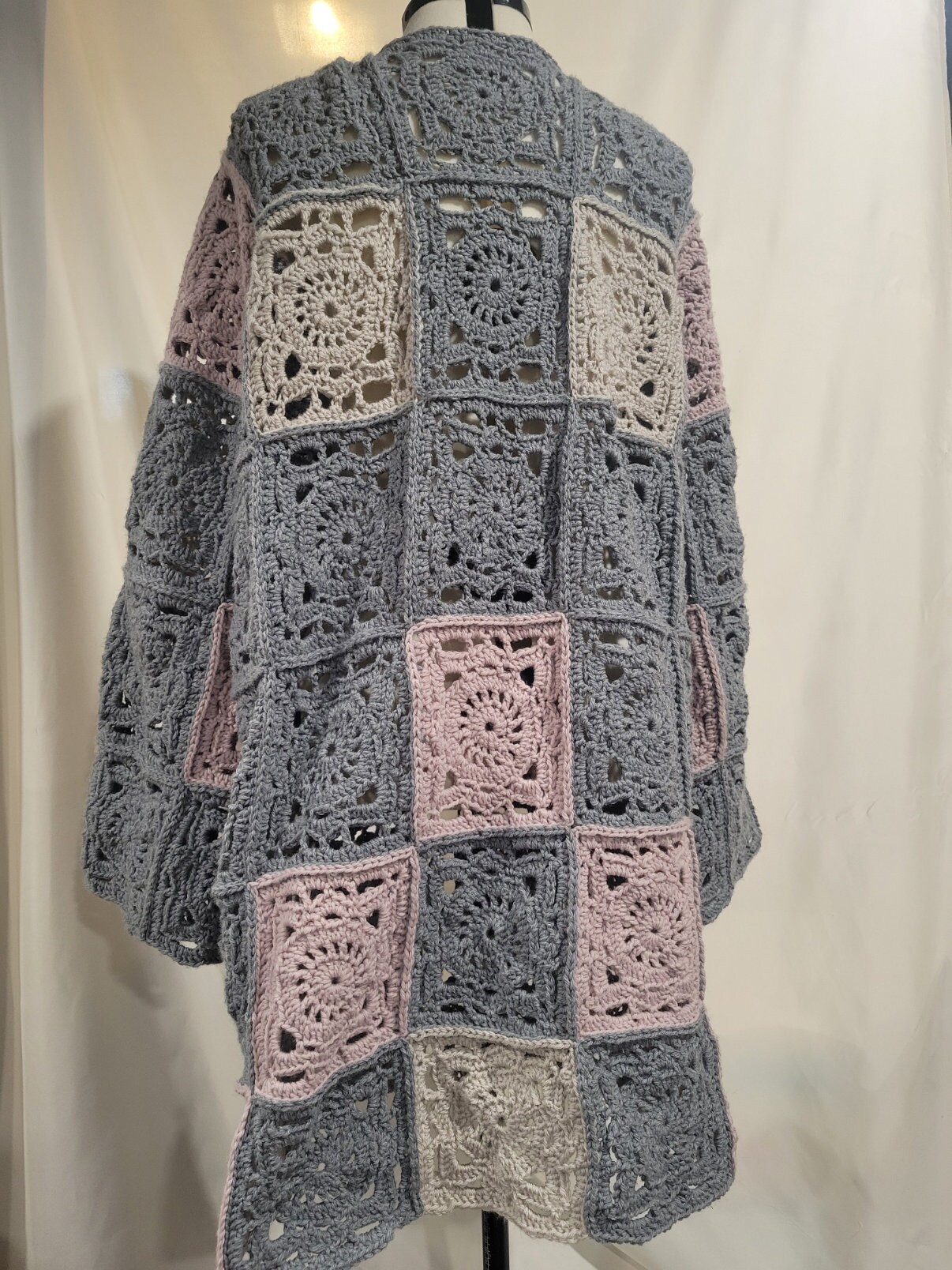 Grey Crochet Patchwork Jacket - Etsy