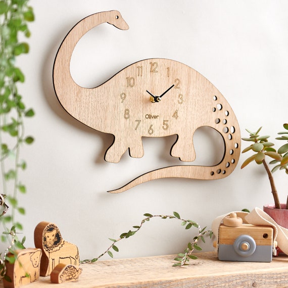 Personalised Diplodocus Dinosaur Clock - Etsy UK