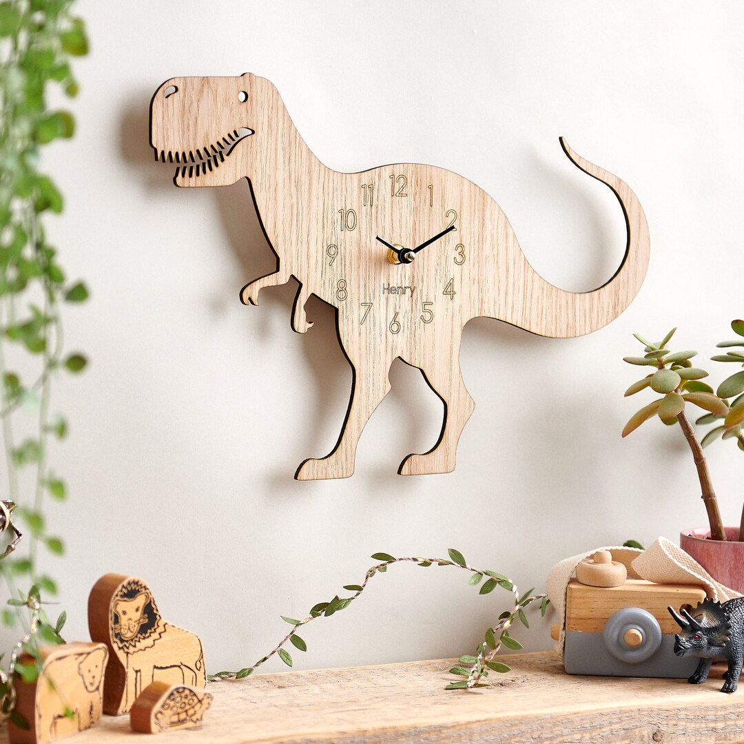 Wooden T-rex Dinosaur Wall Clock - Etsy